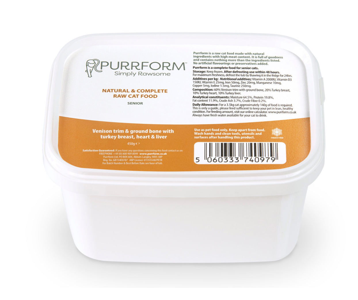 Purrform Venison Trim with Turkey Breast, Heart and Liver Senior 450g – A Coombs Pet Centre