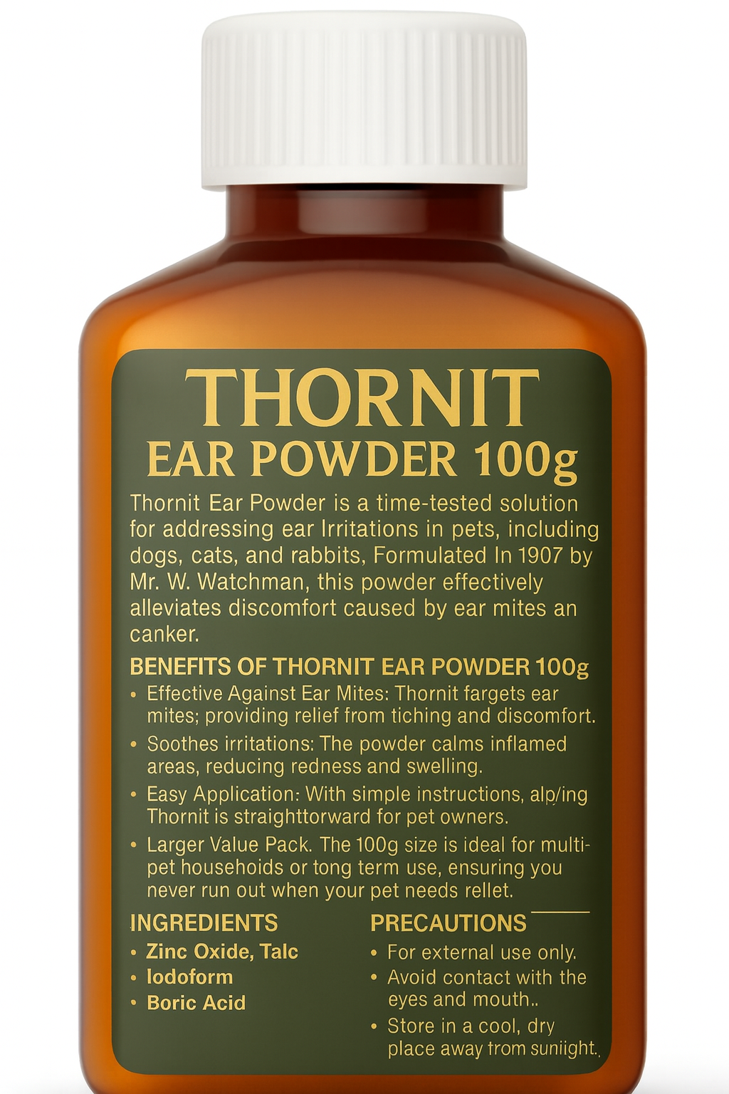 Thornit Canker Ear Powder 100g Effective Relief for Pet Ear Irritations ...