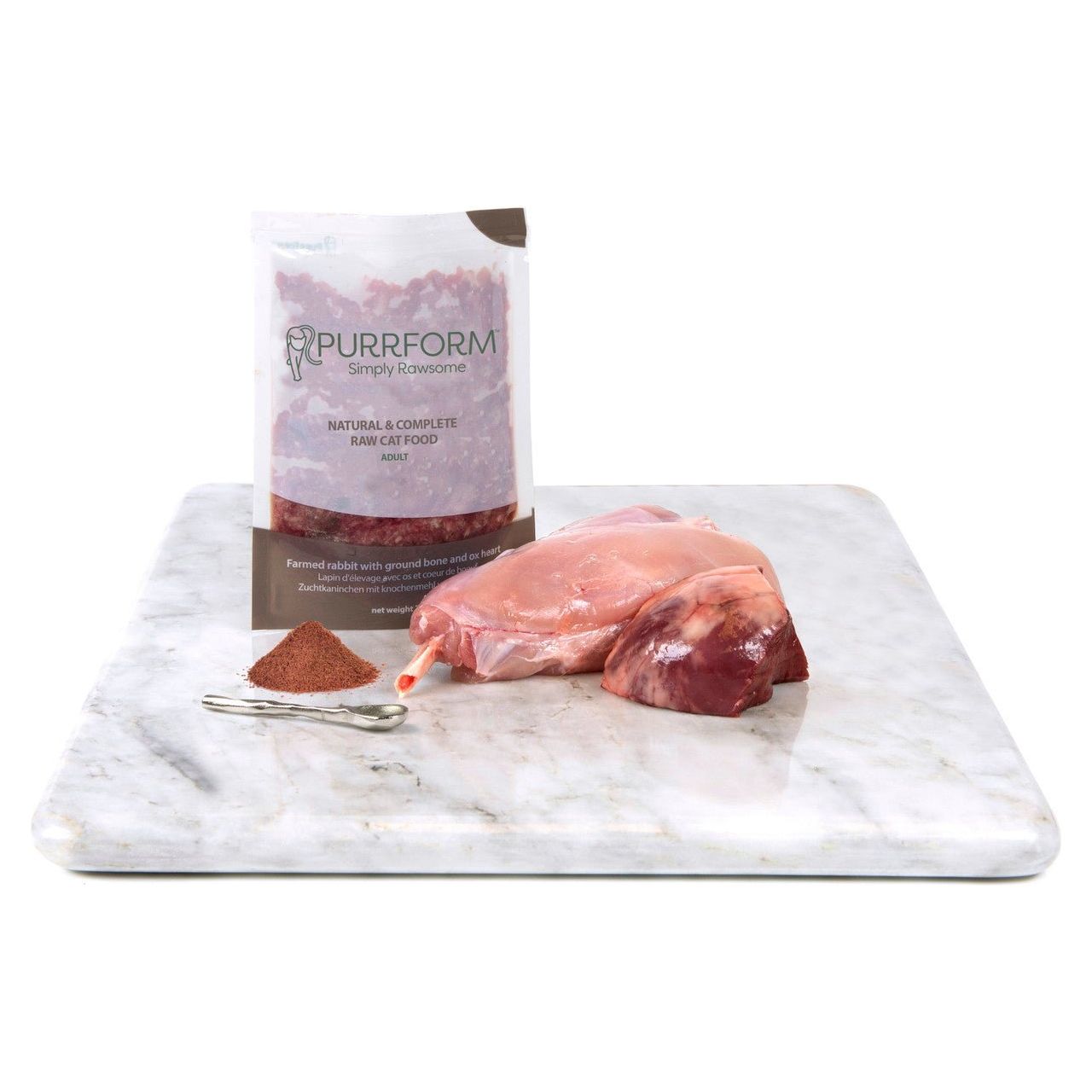 Purrform Farmed Rabbit with Ground Bone & Ox Heart 6x70g Pouch – A ...